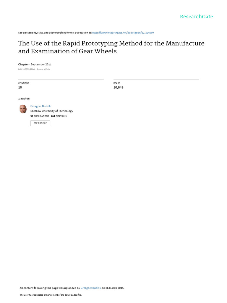 The Use of The Rapid Prototyping Method For The Manufacture and ...