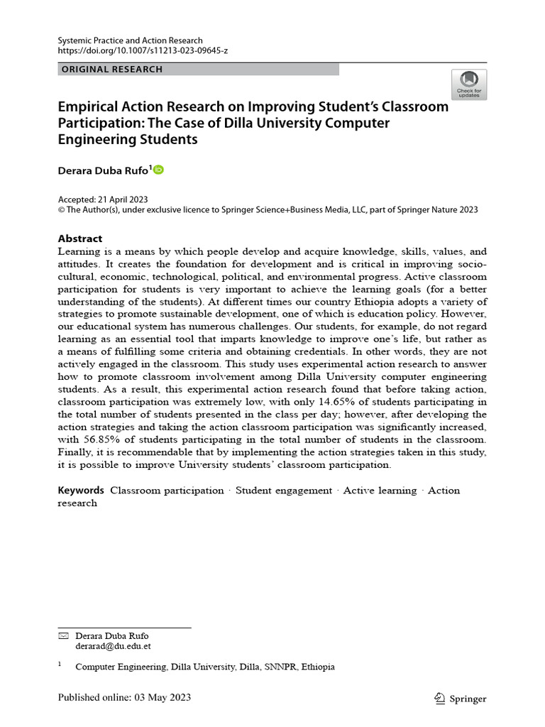 Empirical Action Research On Improving Student S Classroom | PDF | Data ...