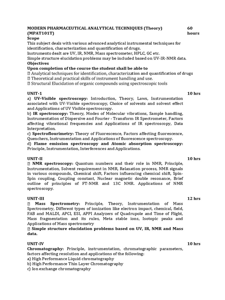 MPAT Syllabus | PDF | Mass Spectrometry | Nuclear Magnetic Resonance