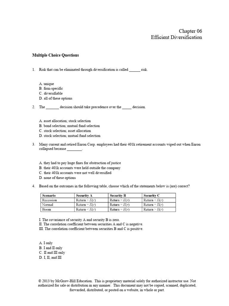 Chap 006 | PDF | Modern Portfolio Theory | Diversification (Finance)