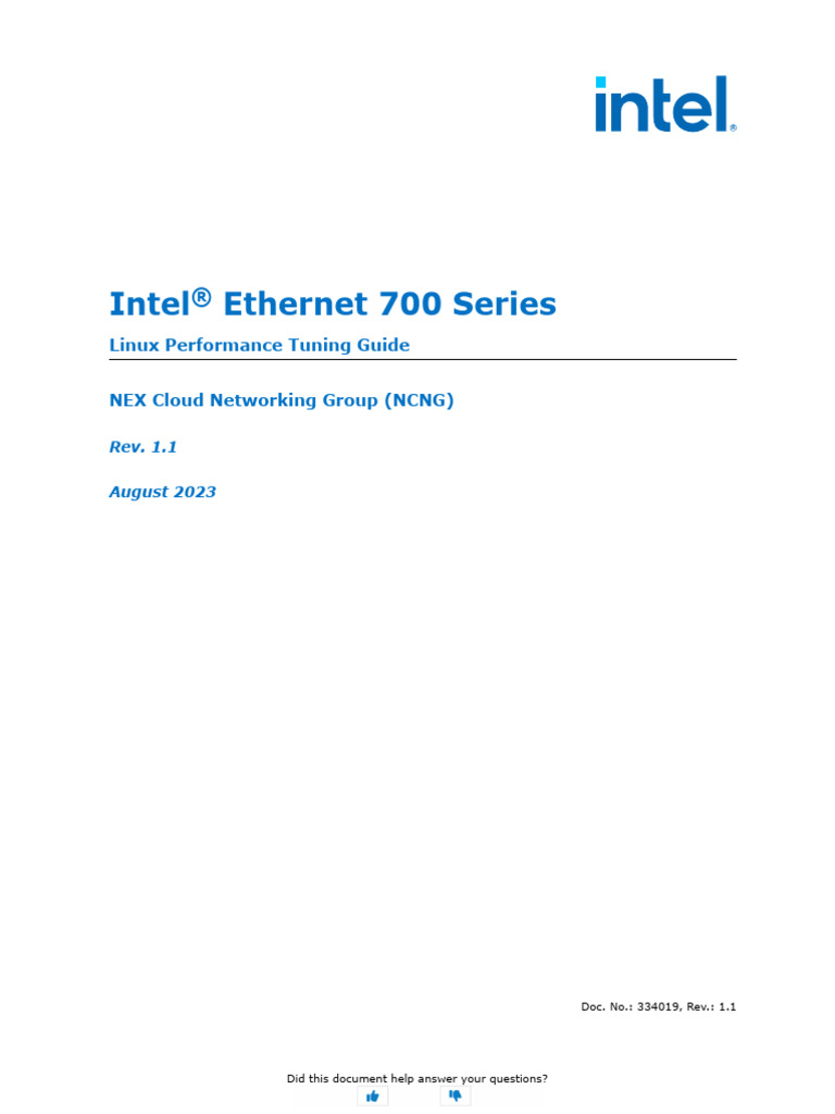 Intel Ethernet 700 Series Linux Performance Tunig Guide | PDF | Network ...