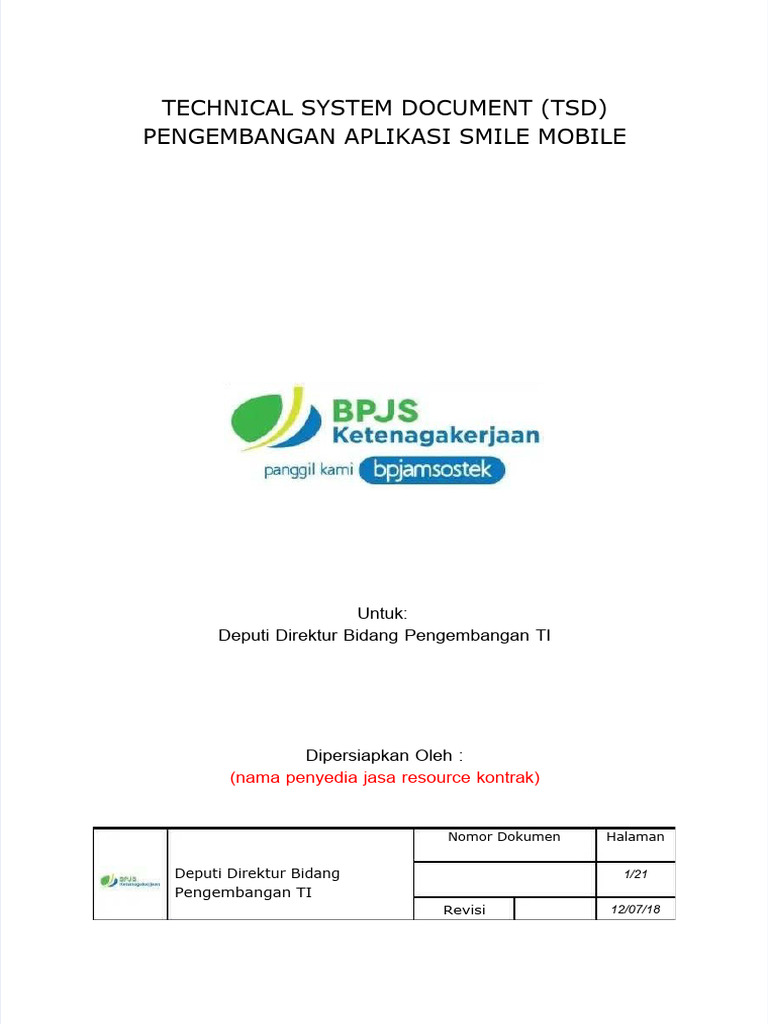 PDF Template Technical System Document TSD Smile Mobile | PDF | Bisnis | Komputer