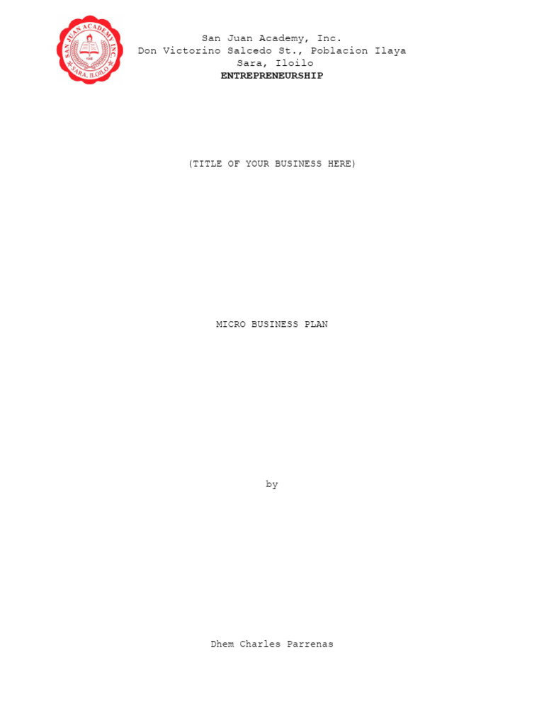 Micro Business Plan Template | PDF | Business