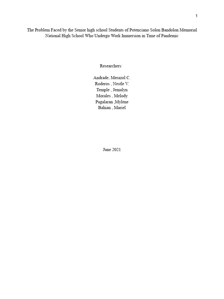 The Problem Faces by The Senior High School Students Who Undergo | PDF ...