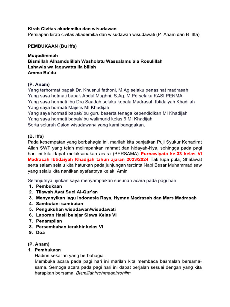 Teks Mc Wisuda (1) | PDF