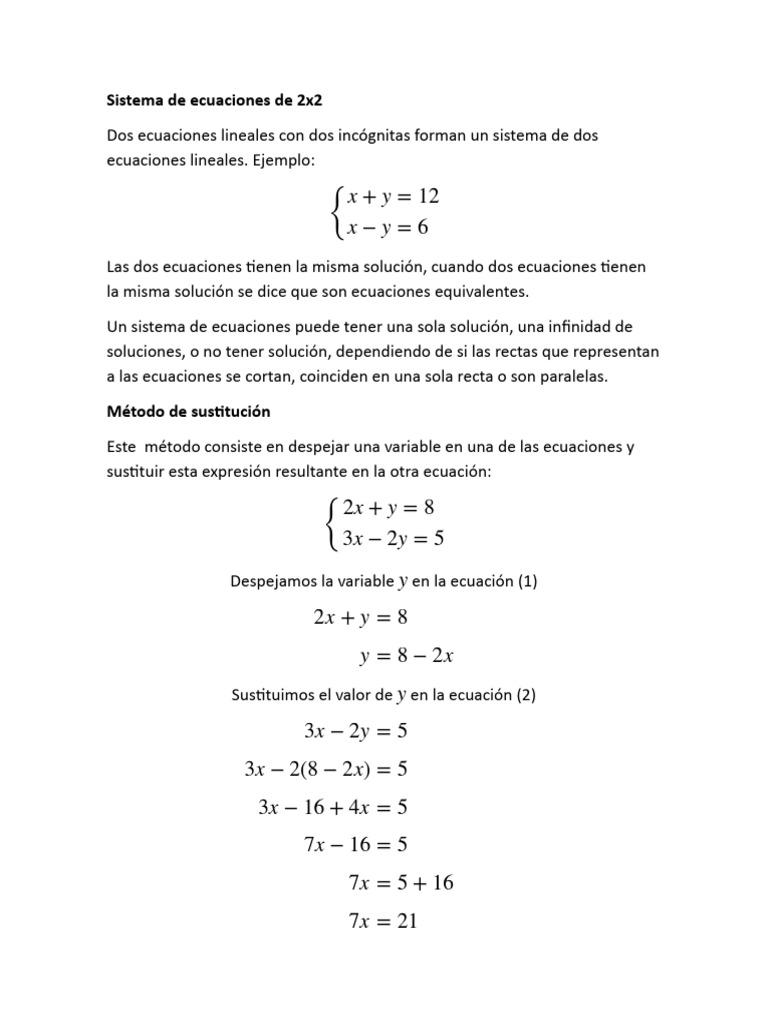 Sistema de Ecuaciones de 2x2 Act. 8 | PDF | Ecuaciones | Análisis ...