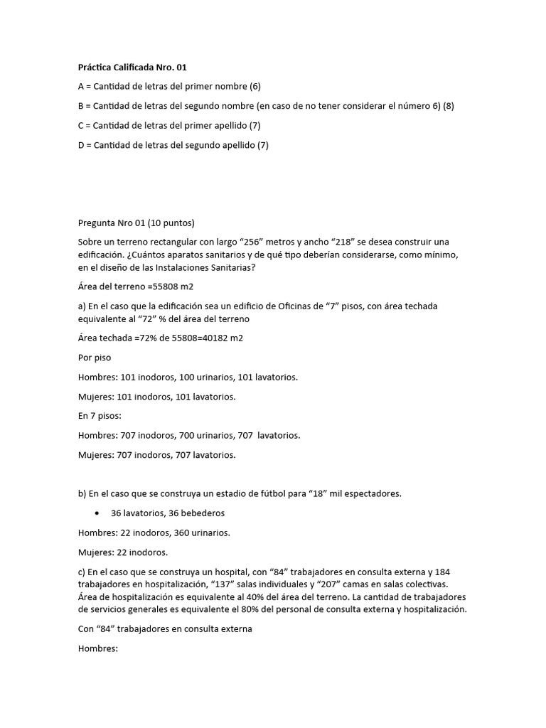 Práctica Calificada Nro1 Junior Corilla | PDF | Baño | Agua