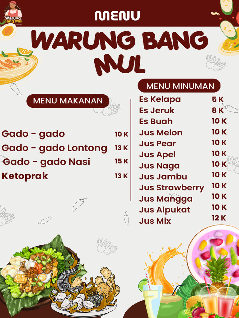Menu Warung Bang Mul | PDF