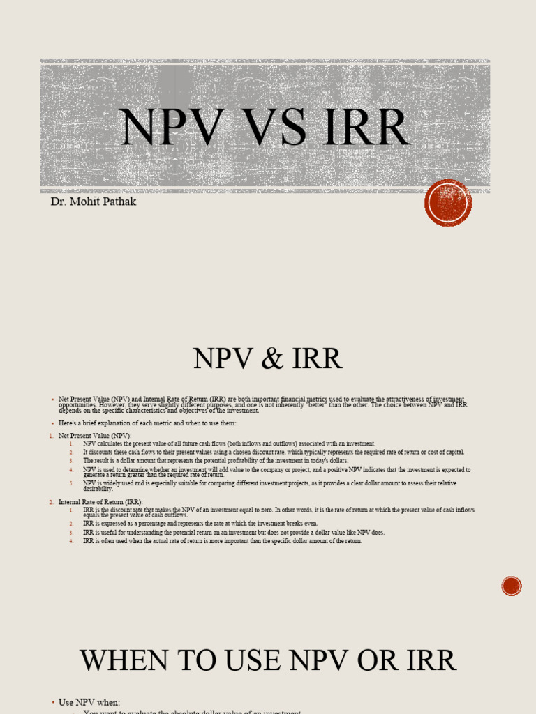 NPV VS Irr | PDF | Net Present Value | Internal Rate Of Return