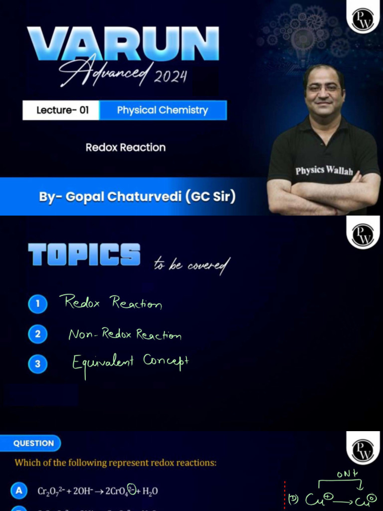 Redox Reaction 01 Class Notes Varun JEE Advanced 2024 PDF | PDF