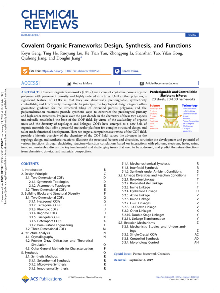 Synthesis of COF | PDF | Polymers | Molecules