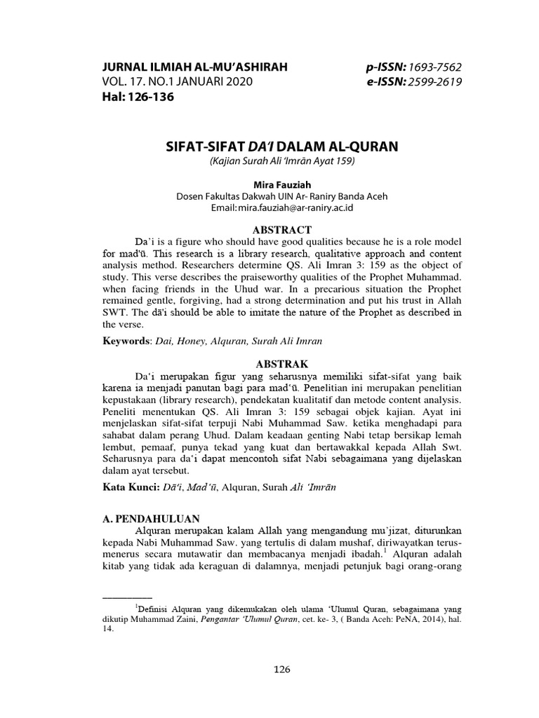 Sifat-Sifat Dai Dalam Al-Quran Kajian Surah Ali | PDF