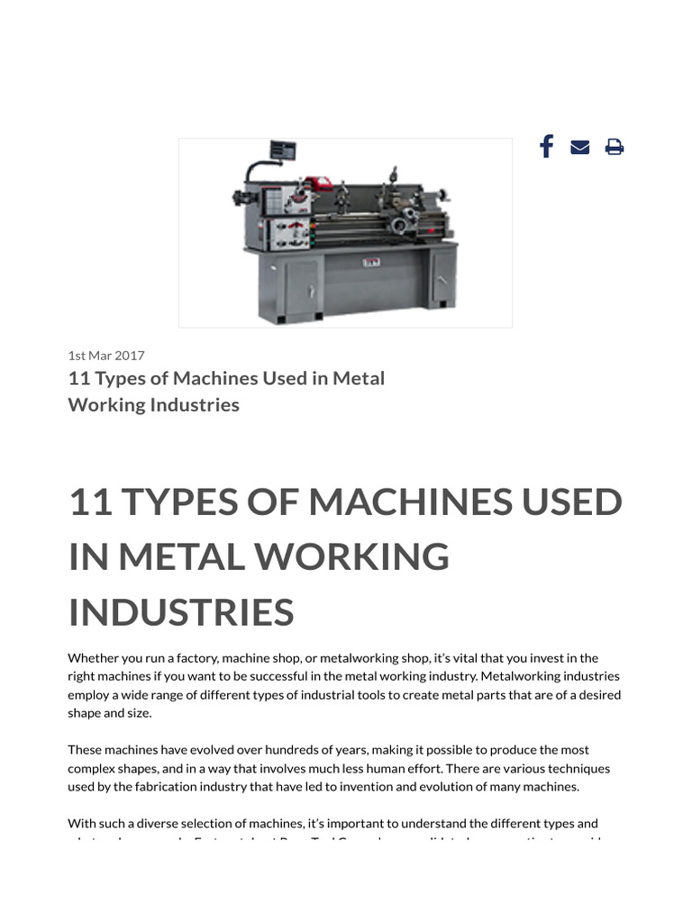 11 Types of Machines Used in Metal Working Industries - Penn Tool Co ...