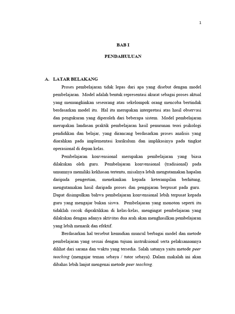 Makalah Mengenal Metode Peer Teaching | PDF