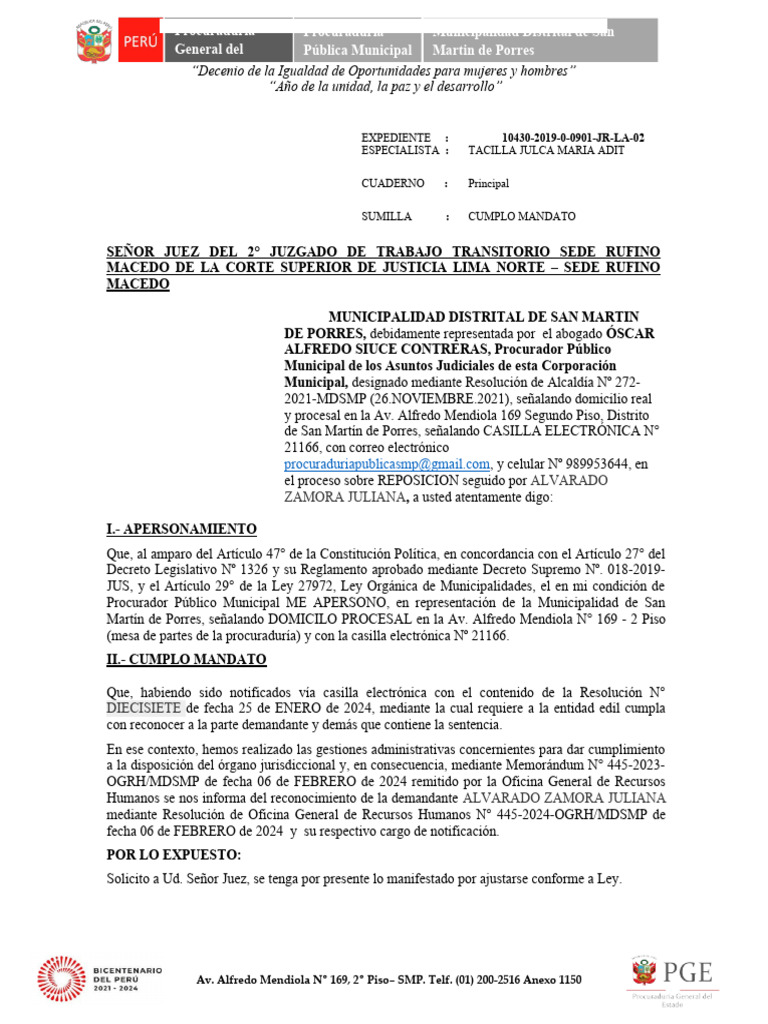 Modelo - Cumplo Mandato | PDF | Justicia | Crimen y violencia