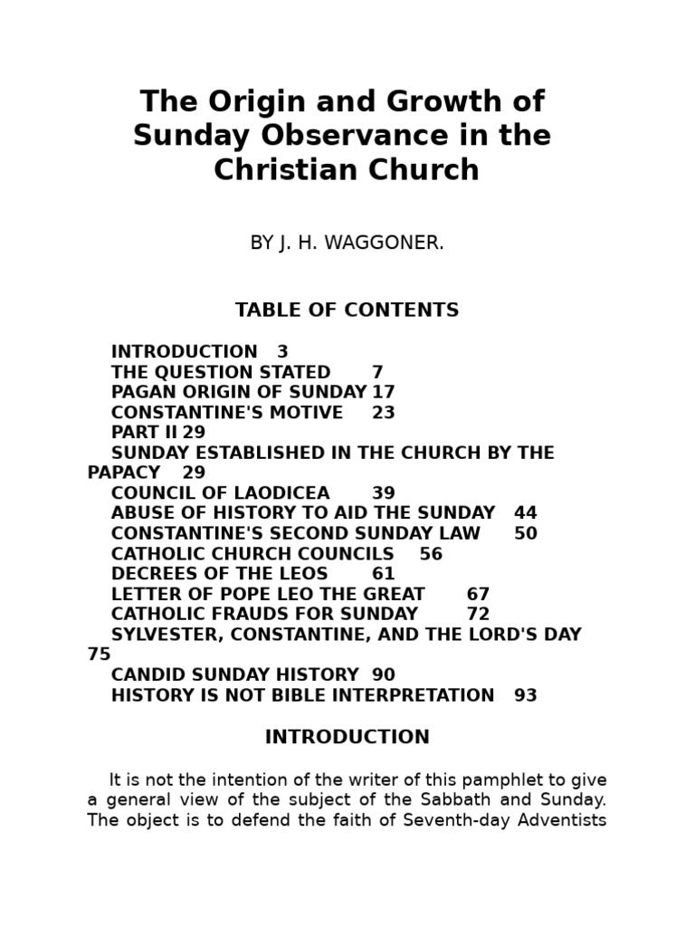 The Origin and Growth of Sunday Observance in The Christian Church ...