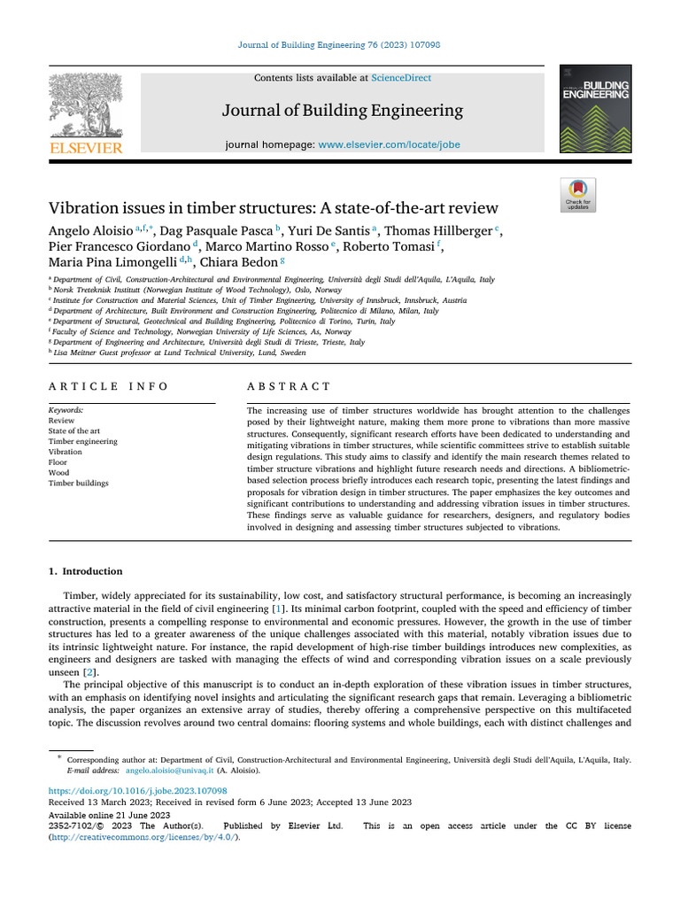 Vibration Issues in Timber Structures | PDF | Noise | Wall