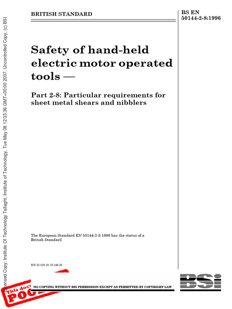 Safety Standards for Sheet Metal Shears | PDF | Electrical Wiring ...