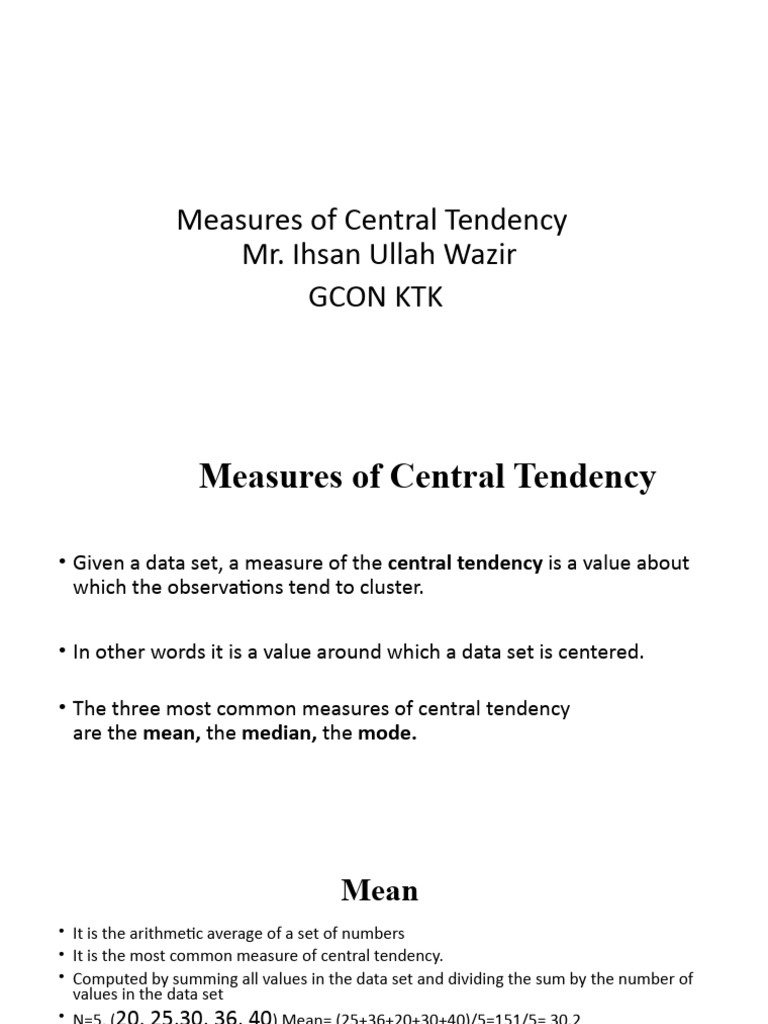 3 Central Tendency Mean Median, Mode | PDF | Median | Mode (Statistics)