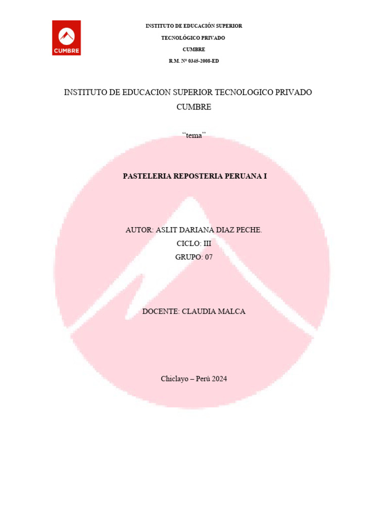 Historia y Tipos de Repostería Peruana | PDF | Postres | Confitería