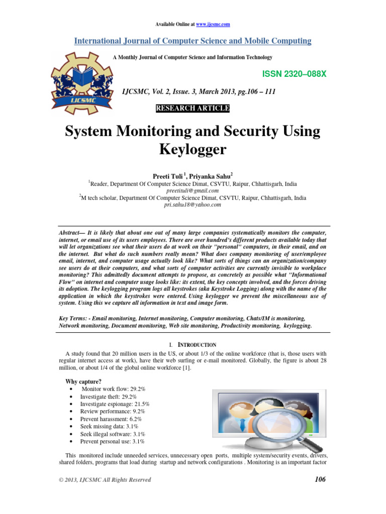 System Monitoring And Security Using Key Pdf Computer Security Security