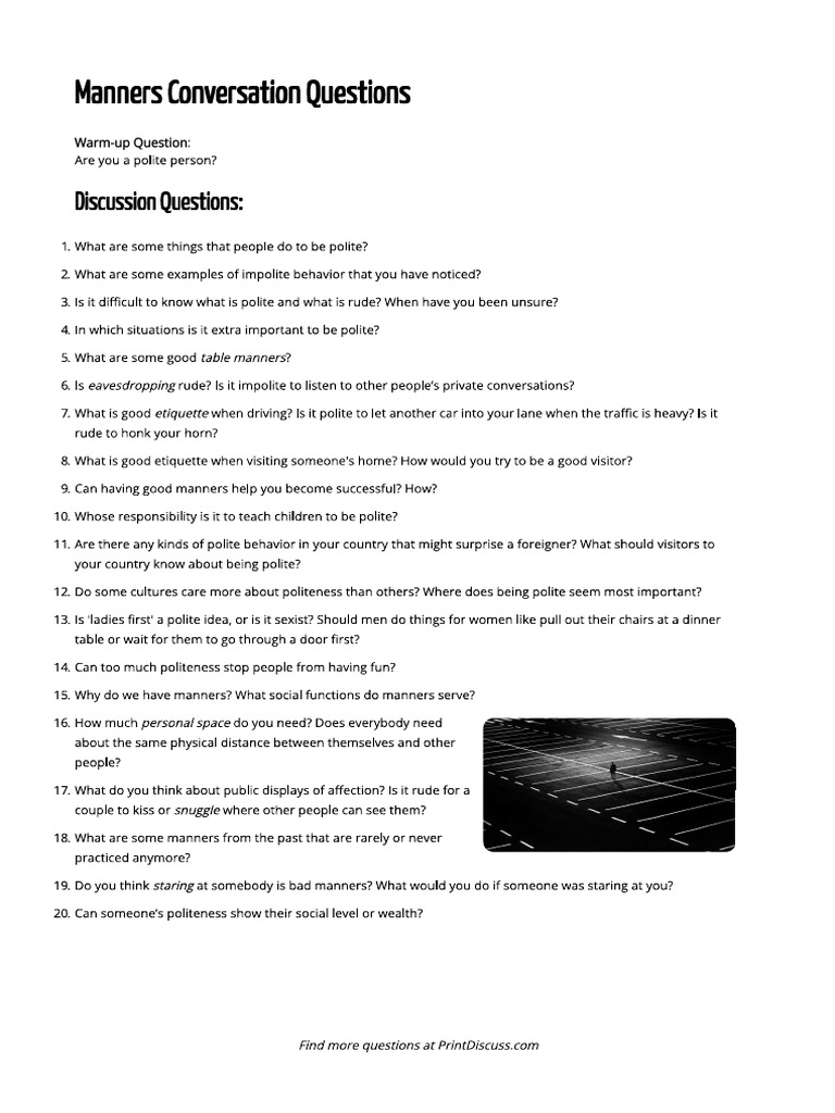 Manners Questions | PDF