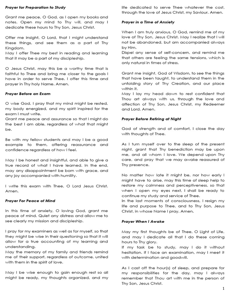 Prayer For Taking Arki Board Exams | PDF | Prayer | Lord's Prayer