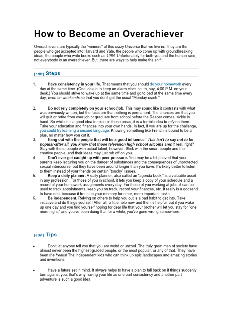 Steps to Becoming an Overachiever | PDF | Self-Improvement
