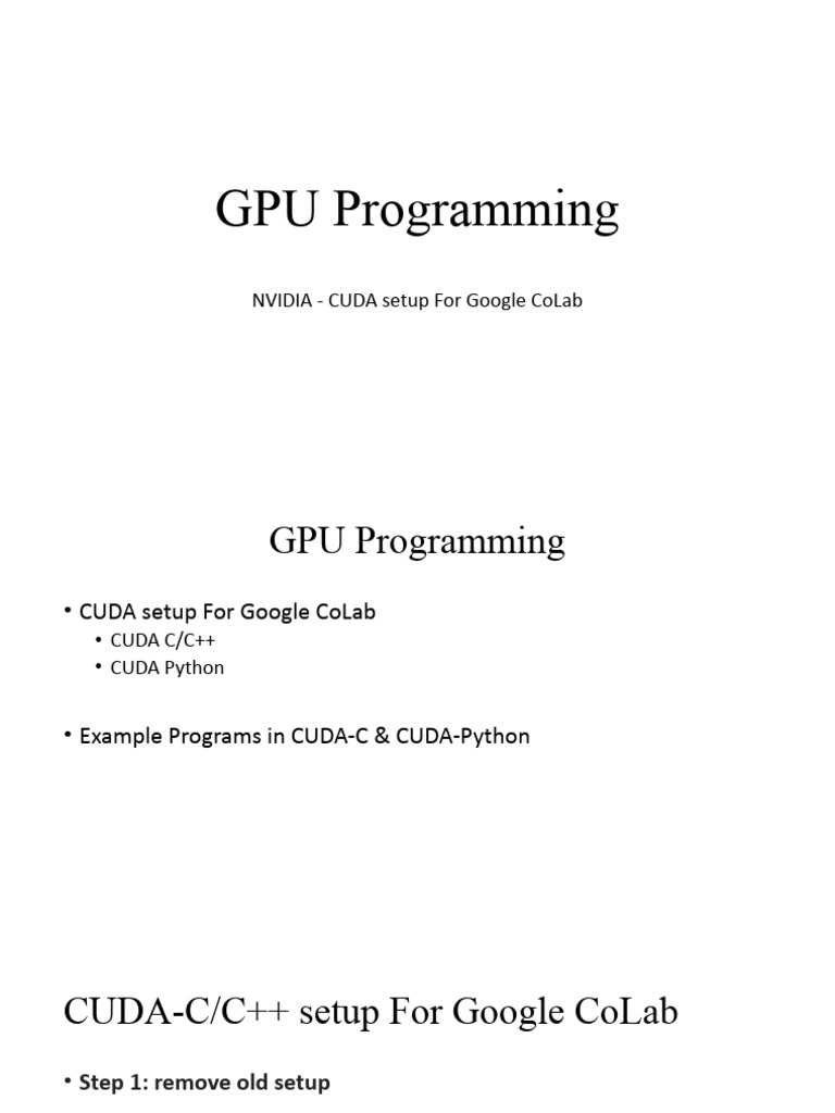 8.1 CUDA Setup For Google CoLab | PDF | Computing | Software Engineering