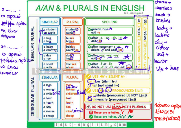 A - An, Plurals - Singular and Plural Forms | PDF
