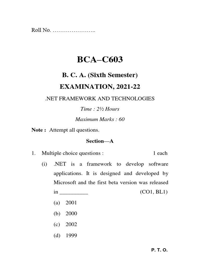 Net Framework And Technologies Pdf C Sharp Programming Language Computer Engineering
