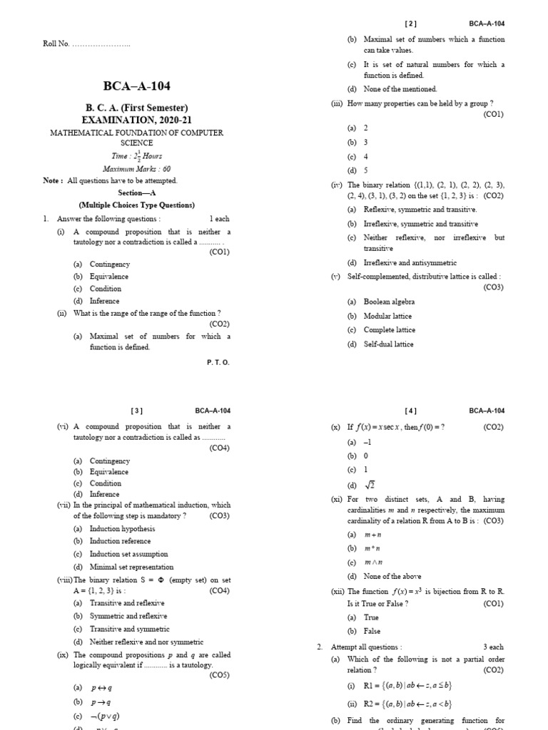 Mathematical Foundation of Computer Science | PDF | Mathematics ...
