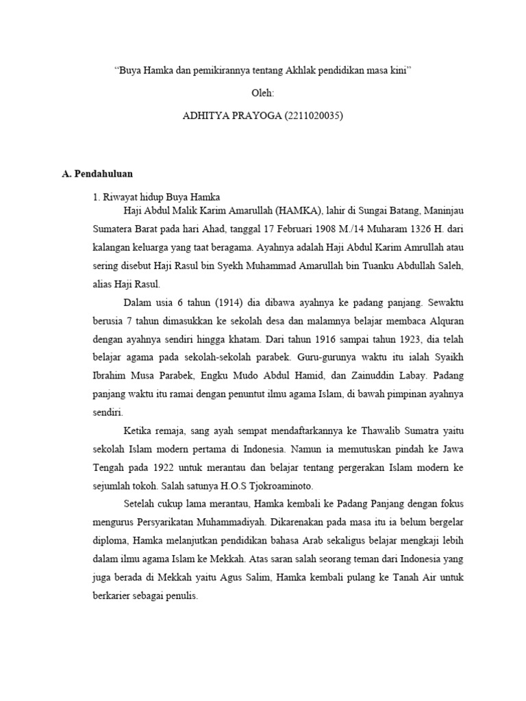 "Pemikiran Akhlak Buya Hamka" | PDF