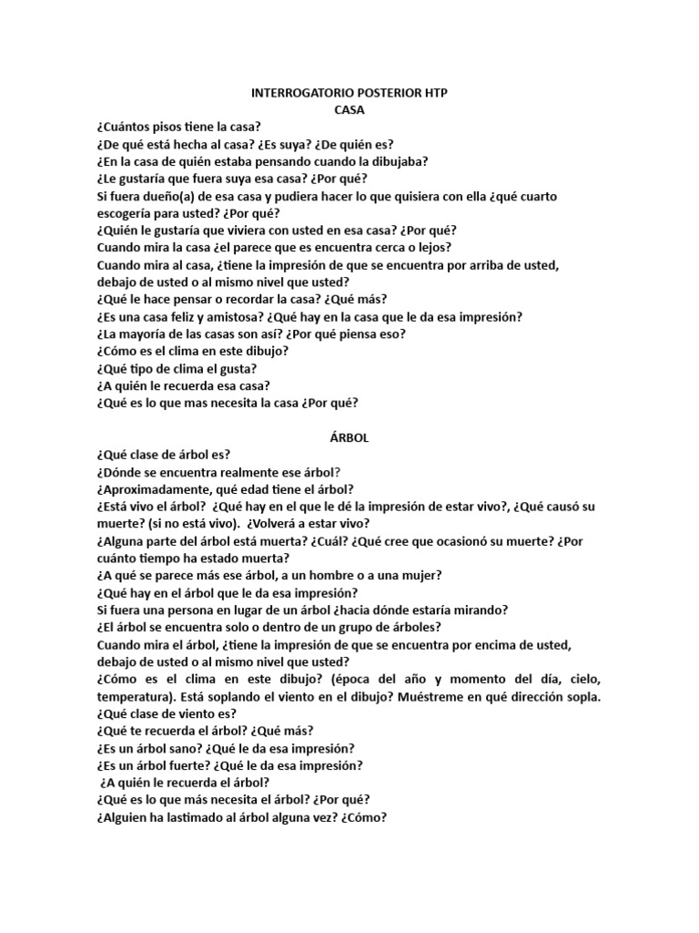Interrogatorio Posterior HTP | PDF | Arte | Relaciones personales ...