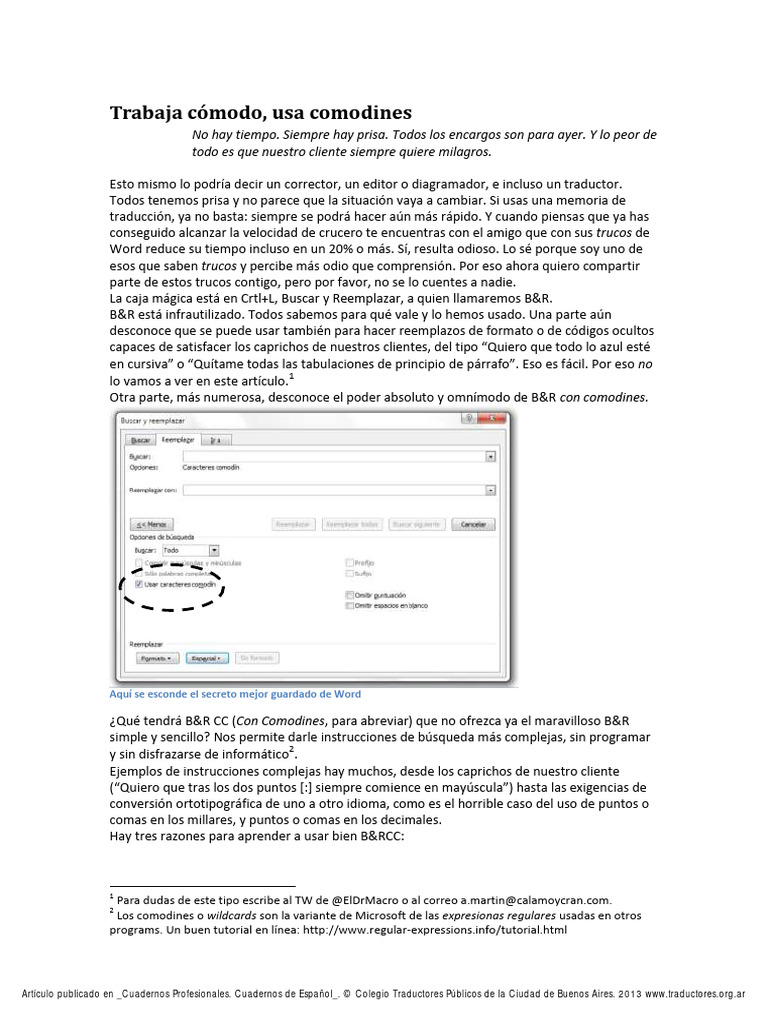 Trabaja cómodo con comodines | PDF | Comillas | Puntuación