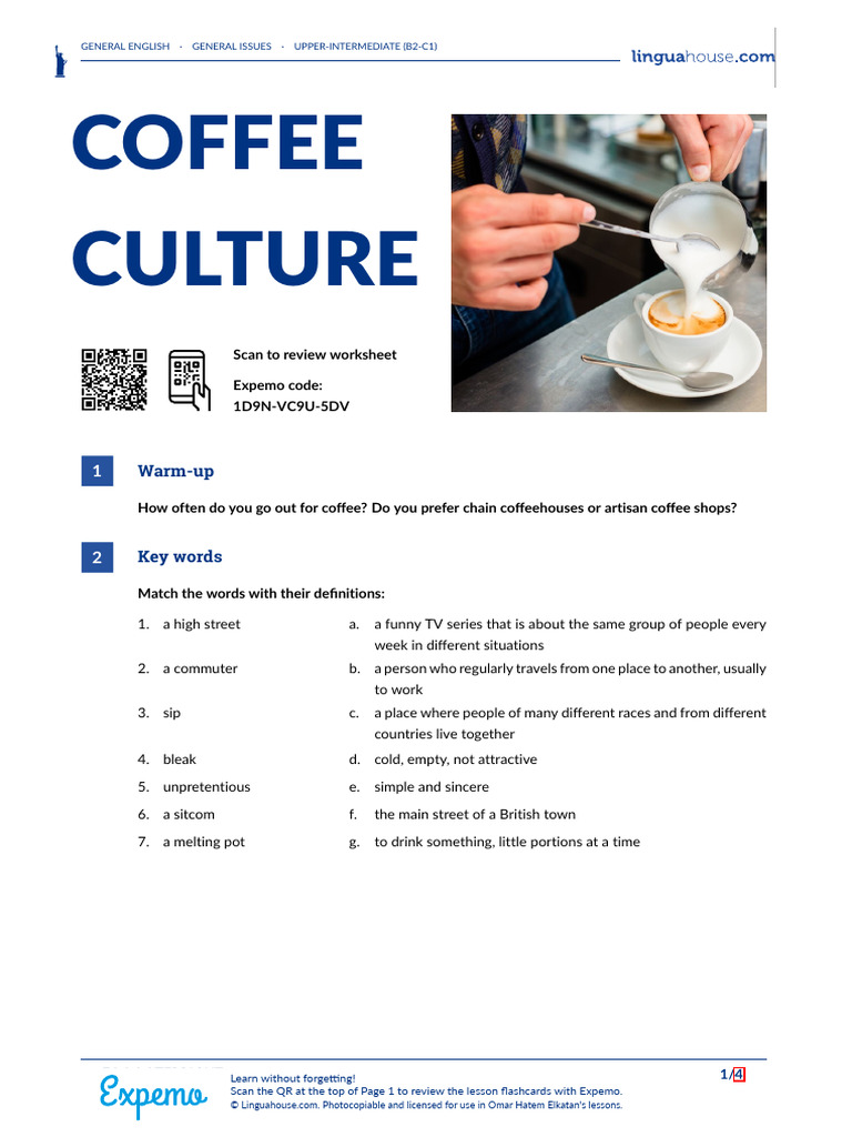 Coffee Culture American English Student | PDF | Coffee | Coffeehouse
