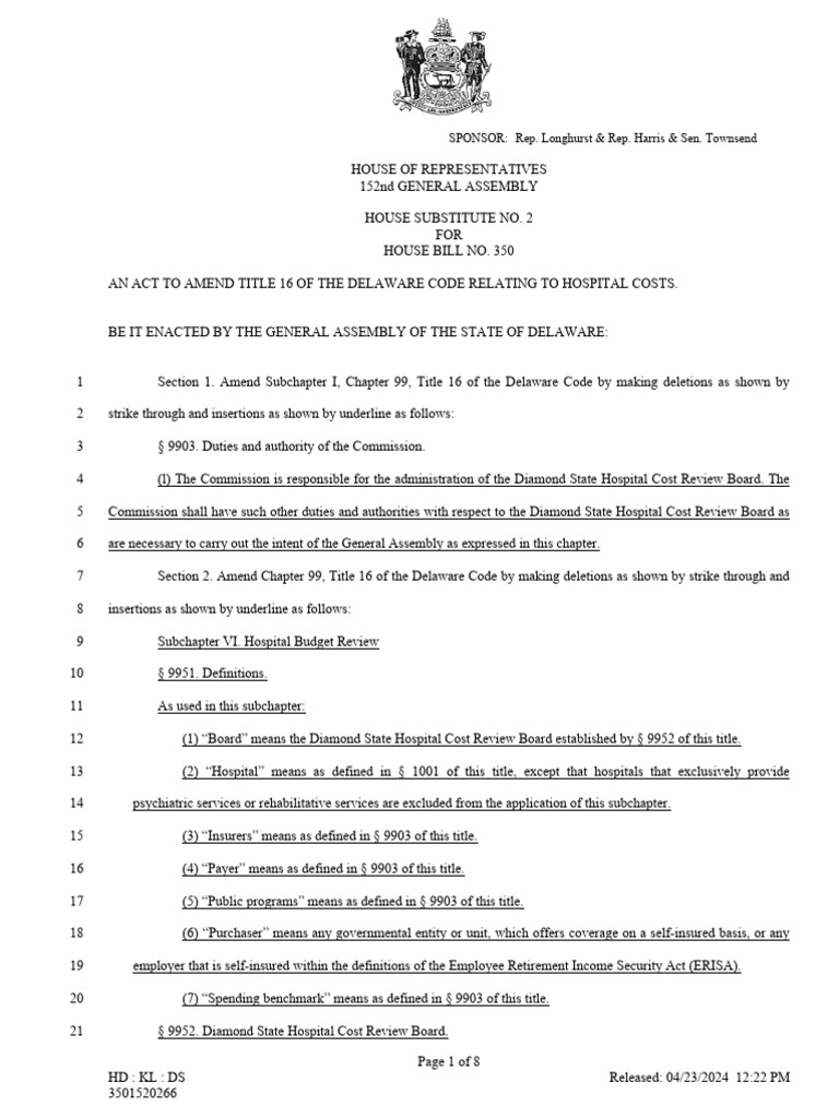 The revised version of Delaware House Bill 350 | PDF | Medicare (United ...