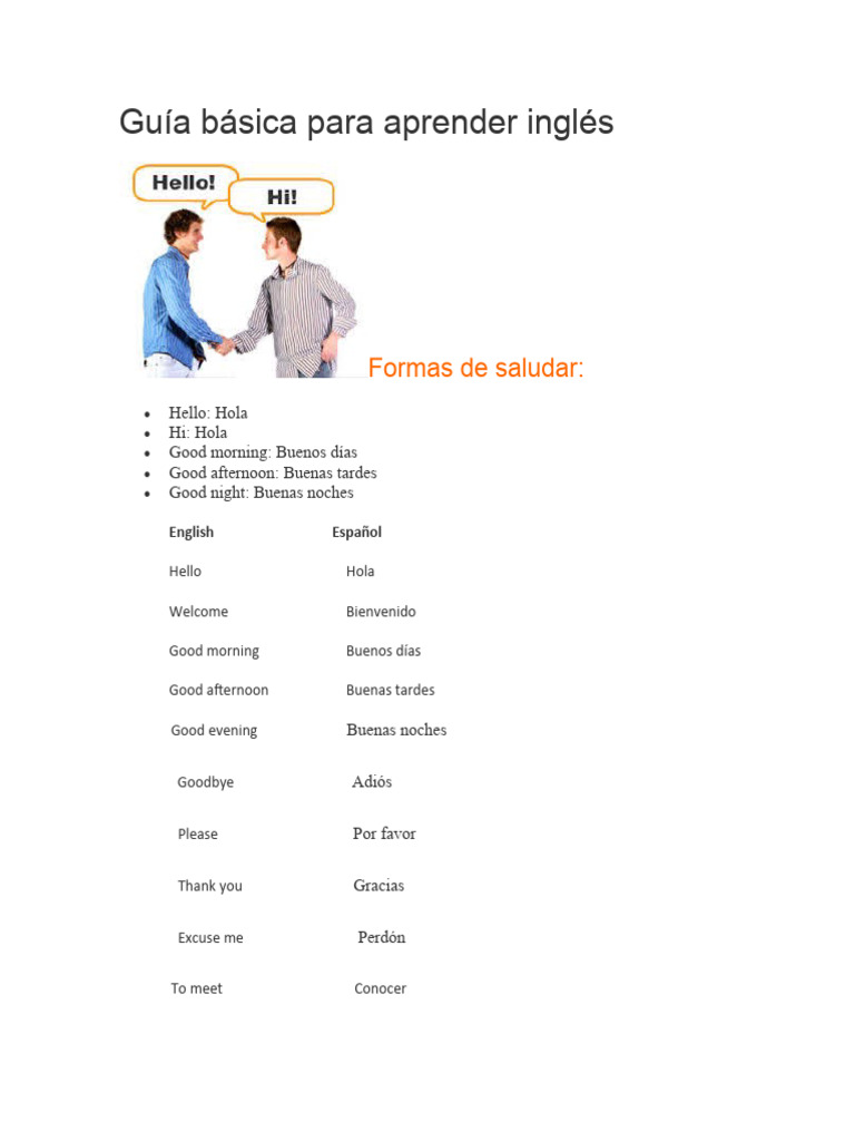 Guía básica para aprender inglés | PDF | Adverbio | Verbo