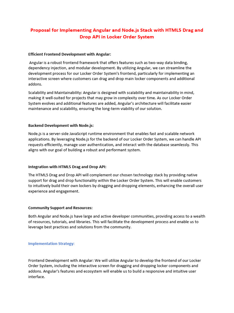Proposal For Implementing Angular and Node | PDF | Computing | Software