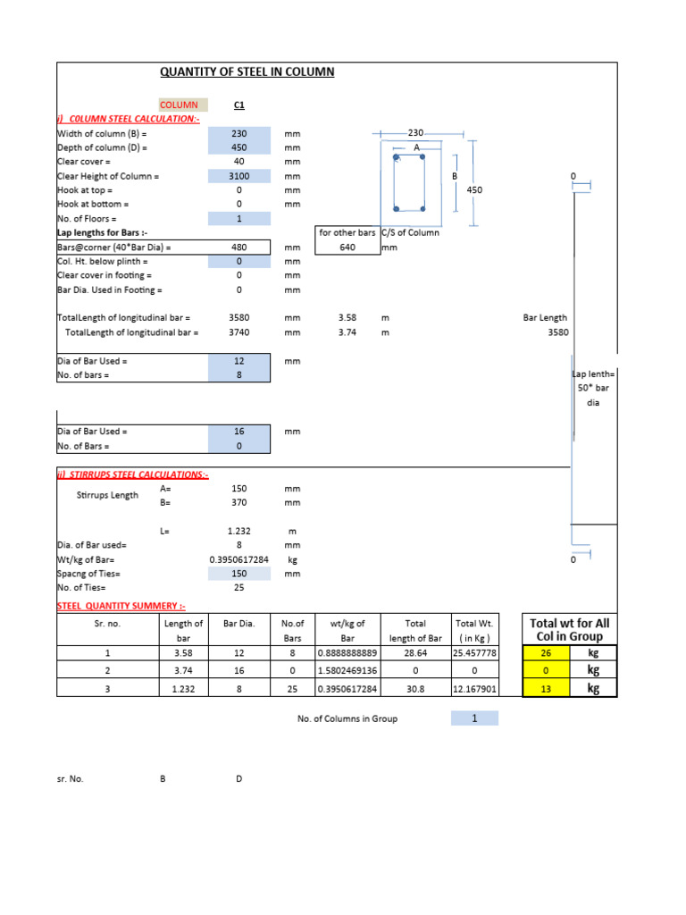 COLUMN Steel calc-FINAL MODIFIED | PDF