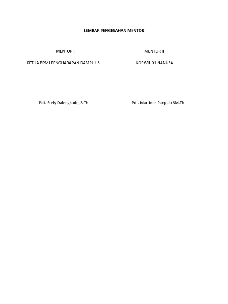 Lembar Pengesahan Mentor | PDF