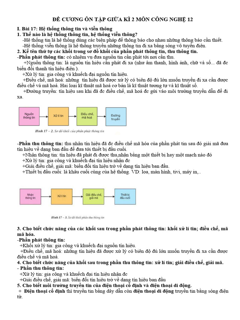 ĐỀ CƯƠNG ÔN KTGK2 CN 12 | PDF