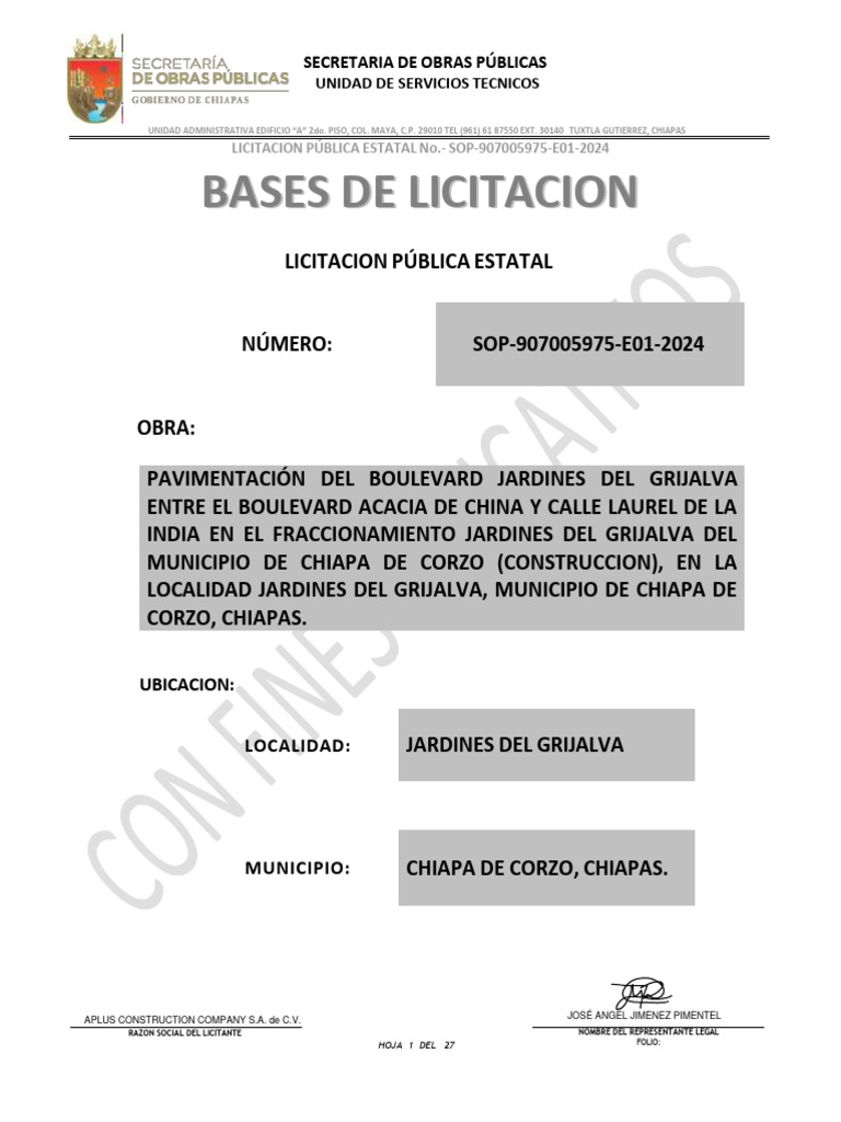 Bases Licitación 6to L Pdf Chiapas Presupuesto