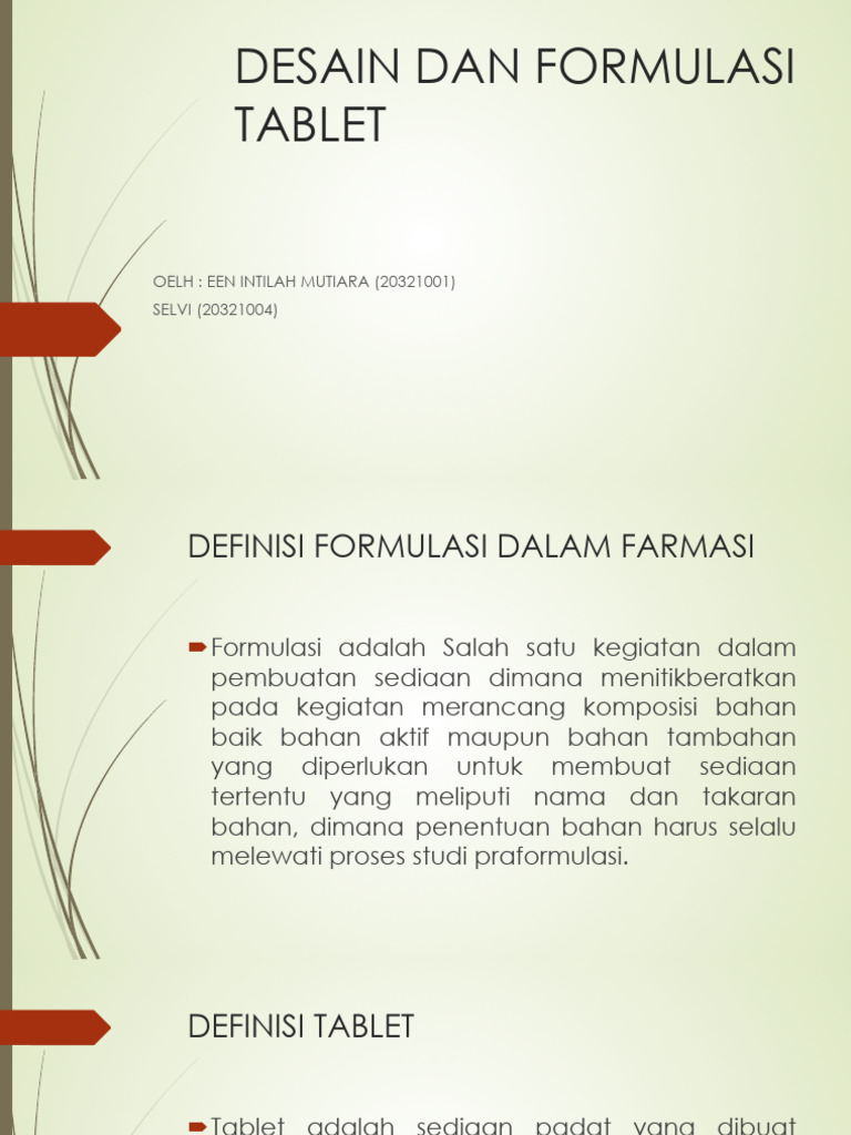 Desain Dan Formulasi Tablet | PDF