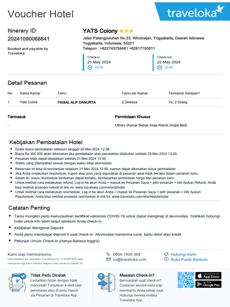 Contoh Kode Booking Hotel | PDF