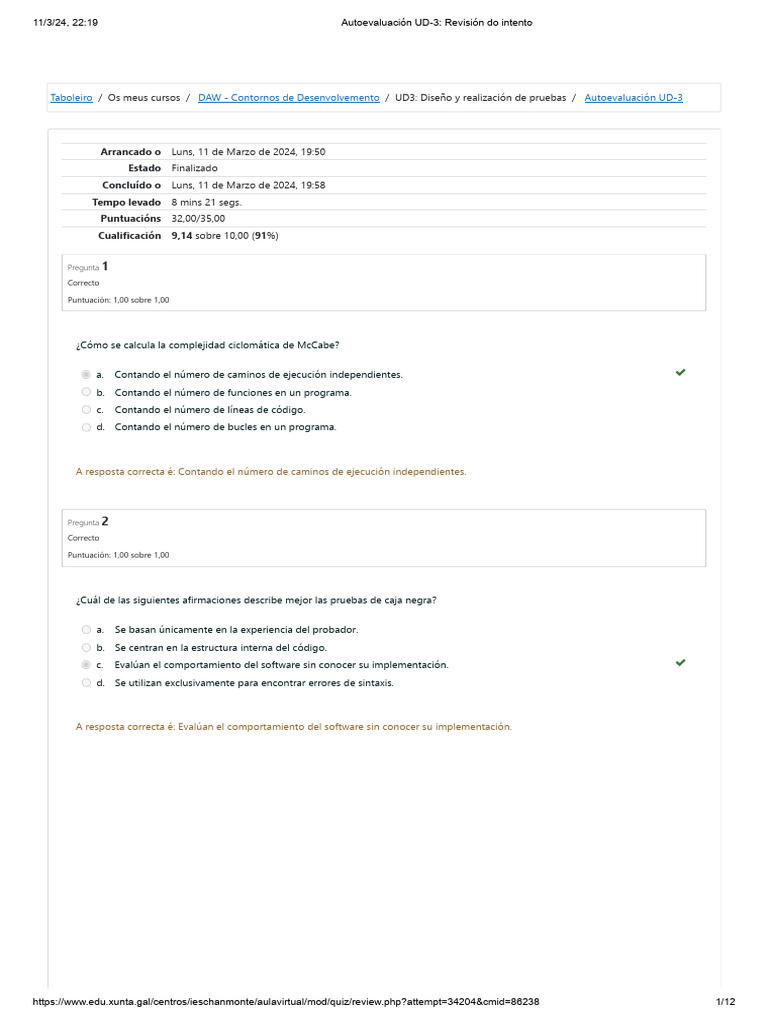 Autoevaluación UD-3 - Revisión Do Intento | PDF | Software | Programación