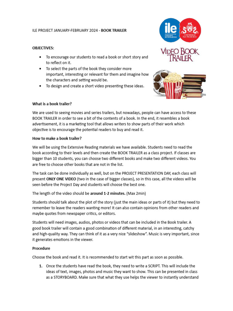 Project Book Trailer Jan-Feb 2024 | PDF | Books | Fluency