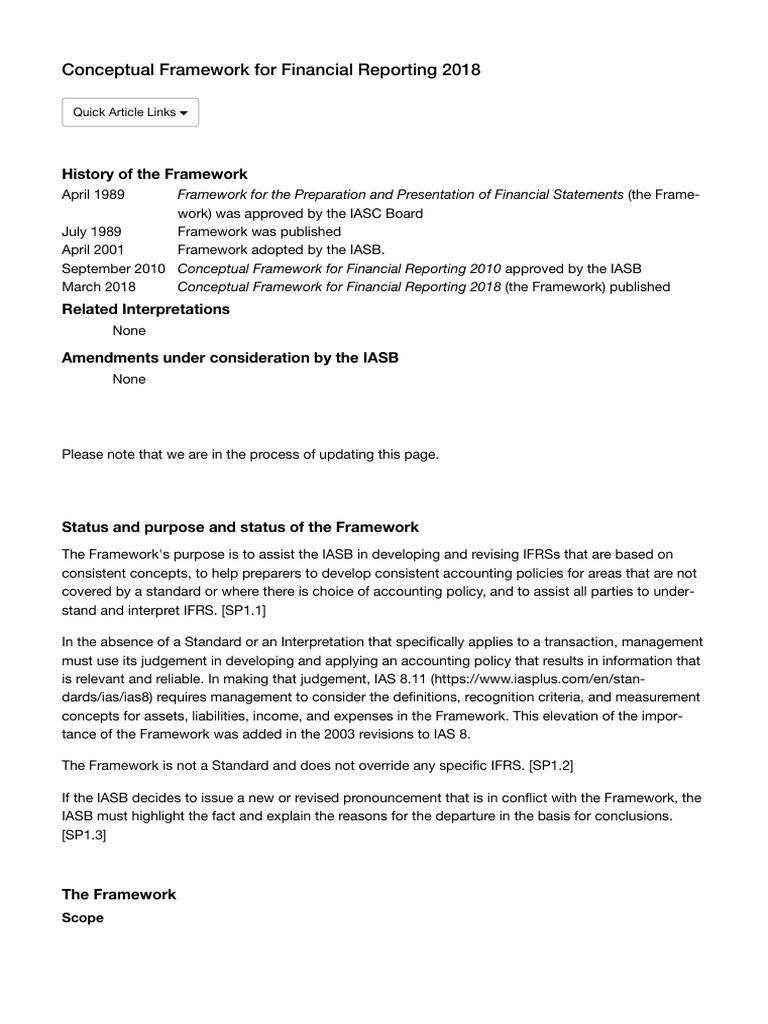 Conceptual Framework For Financial Reporting 2018 Pdf Income