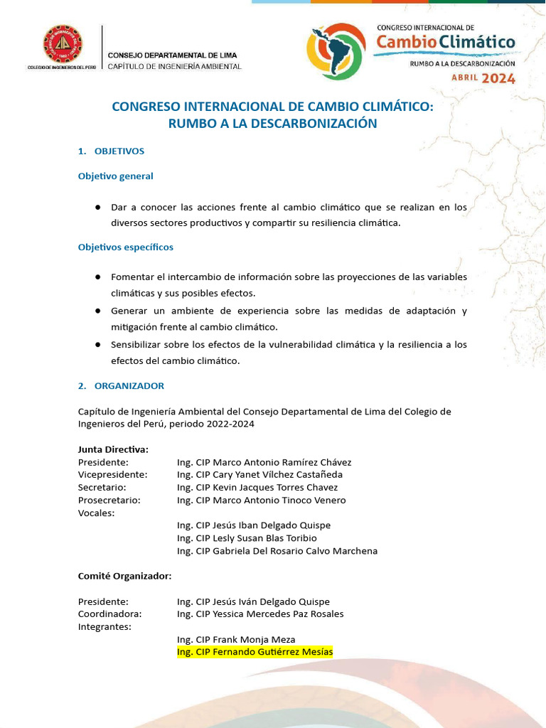 Final - Programa Congreso Internacional de Cambio Climático | PDF | Impacto medioambiental ...