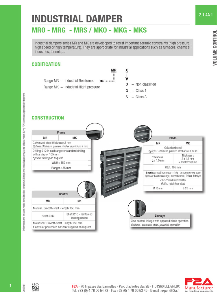 Industrial Dampers for Volume Control | PDF | Manufactured Goods ...
